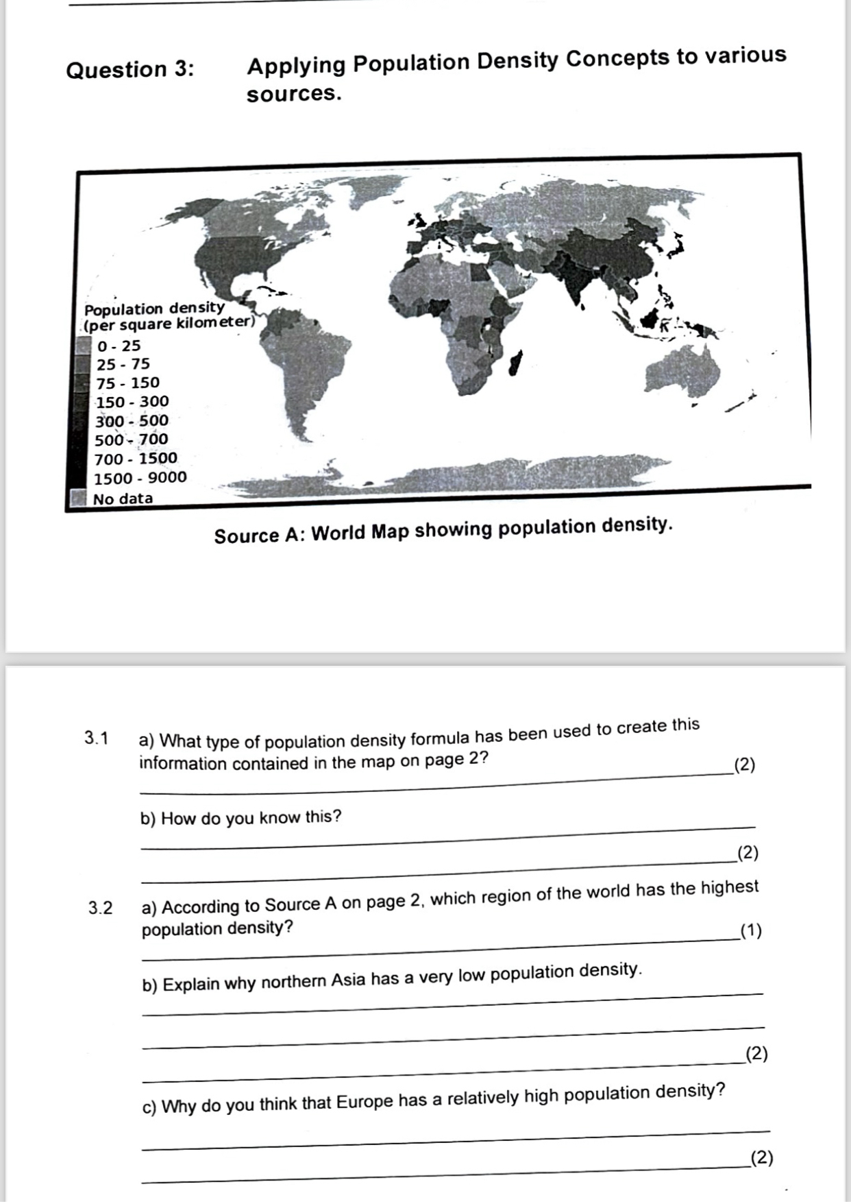 Question 3: , ﻿Applying Population Density Concepts | Chegg.com