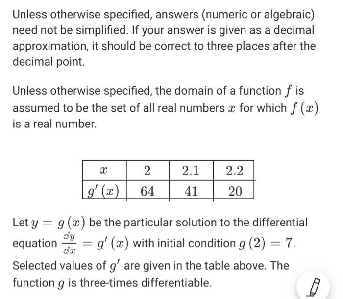 Solved Unless otherwise specified, answers (numeric or | Chegg.com