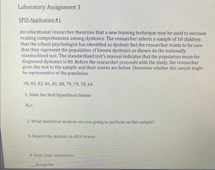 Solved Laboratory Assignment 3 SPSS Application #1 An | Chegg.com