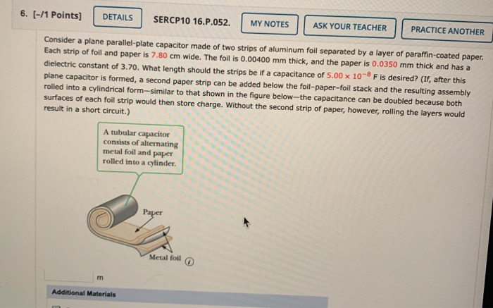 Solved 6 [ 1 Points] Details Sercp10 16 P 052 My Notes