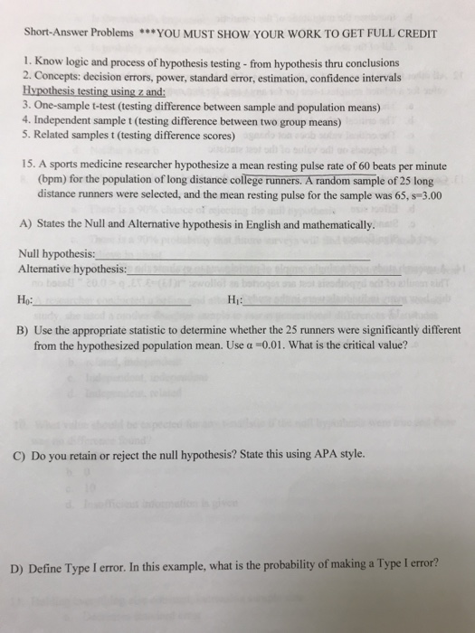 Solved Short-Answer Problems ***YOU MUST SHOW YOUR WORK TO | Chegg.com