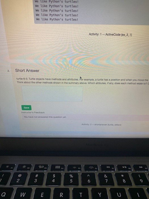 We like Python's turtles! We like Python's turtles! | Chegg.com