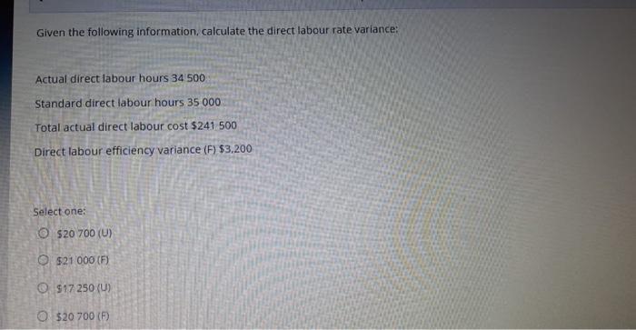 Solved Given the following information calculate the direct | Chegg.com