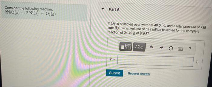 Solved Consider the following reaction: 2NiO(s)→2 Ni(s) + | Chegg.com