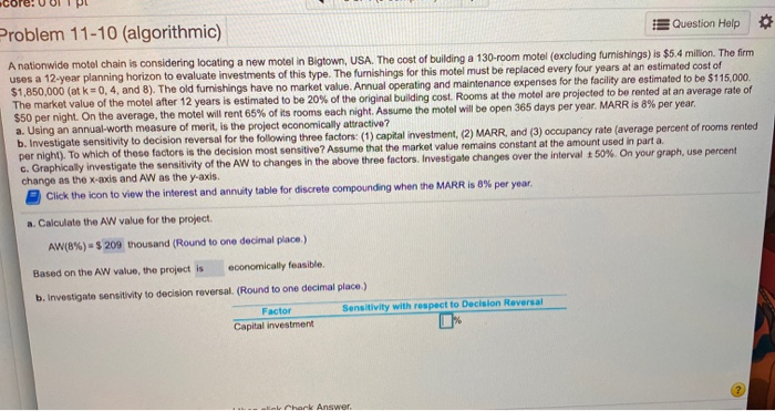 Solved Problem 11-10 (algorithmic) Question Help A | Chegg.com