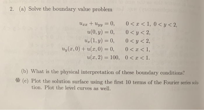 Solved 2. (a) Solve the boundary value problem 0 x
