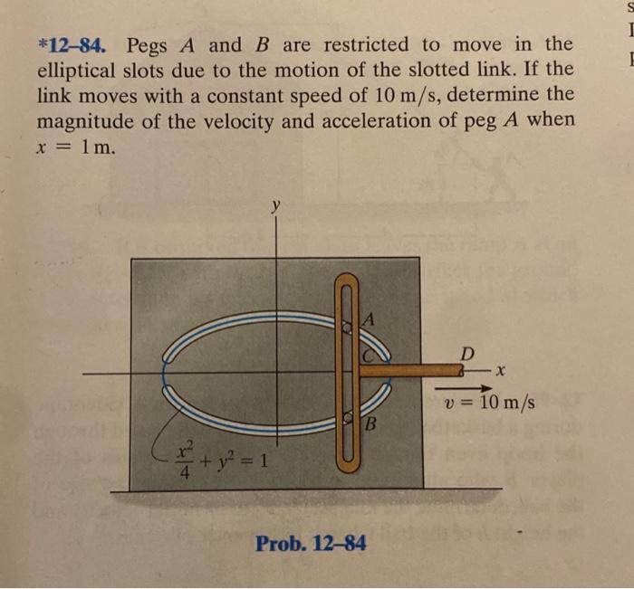 Solved *12-84. Pegs A and B are restricted to move in the | Chegg.com