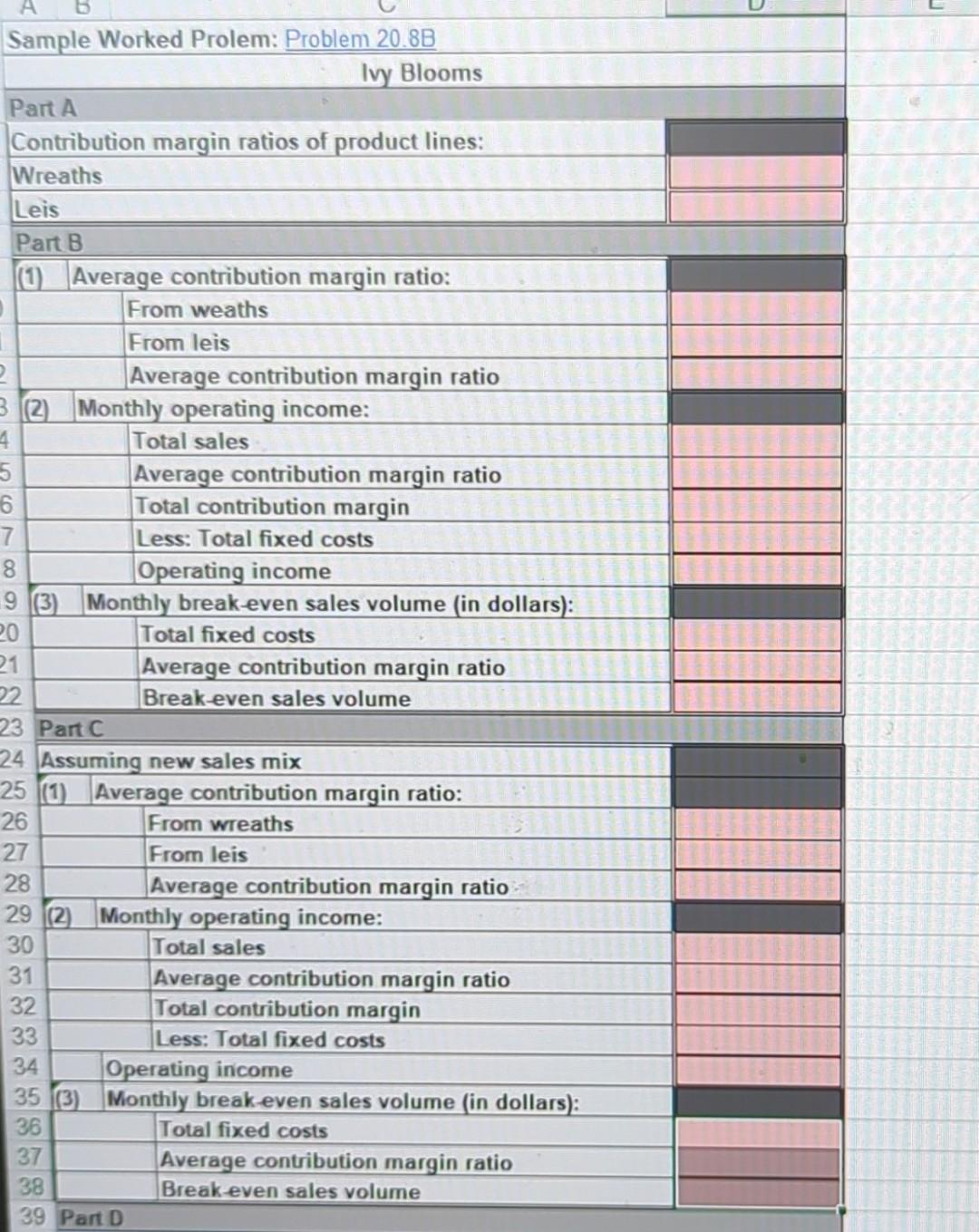 Solved Sample Worked Prolem: Problem 20.8B Ivy Blooms Part A | Chegg.com