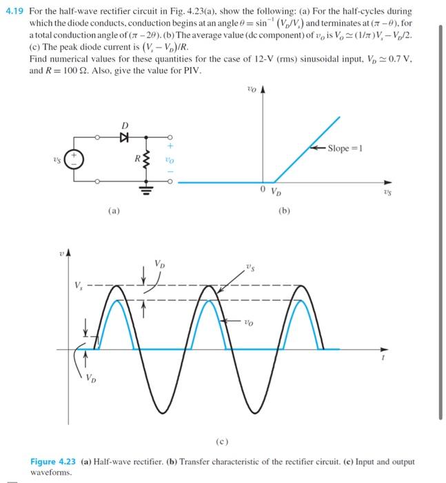 Solved 19 For the half-wave rectifier circuit in Fig. | Chegg.com