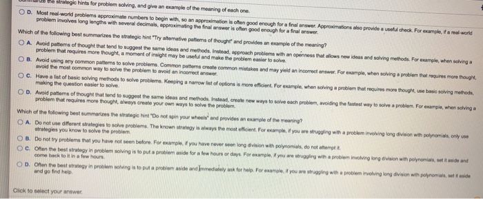 Solved 2 Summarize the strategic hints for problem solving, | Chegg.com