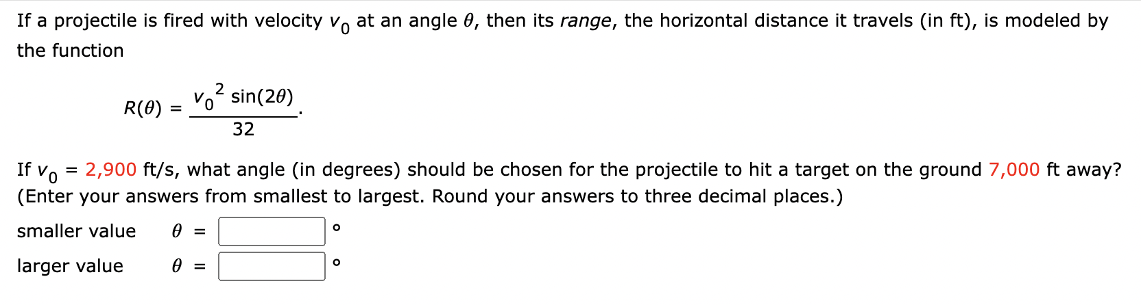 Solved If a projectile is fired with velocity v0 ﻿at an | Chegg.com