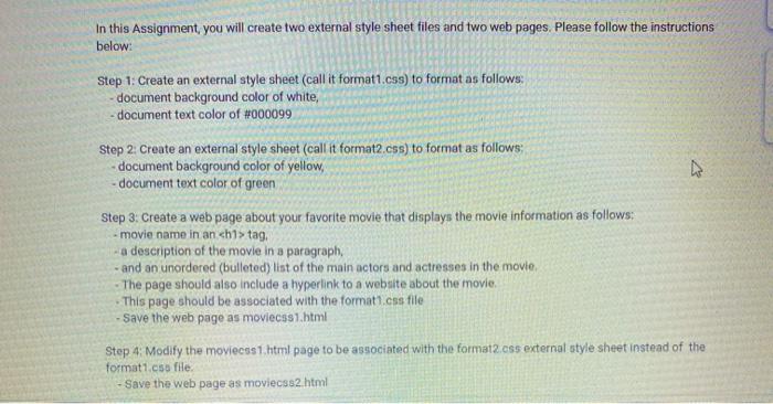 Solved In this Assignment, you will create two external | Chegg.com