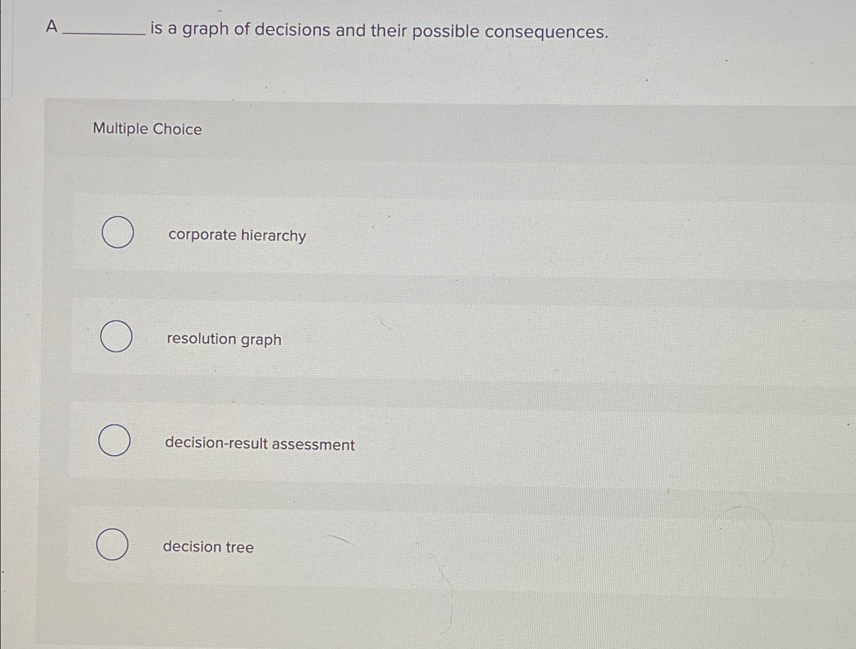 Solved A is a graph of decisions and their possible | Chegg.com