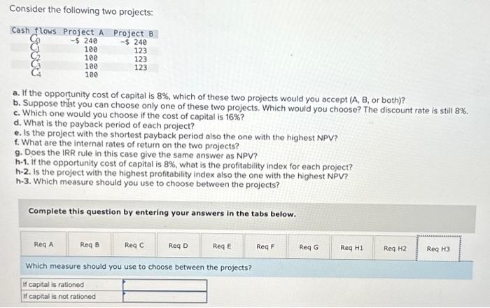 Solved Consider the following two projects: a. If the | Chegg.com