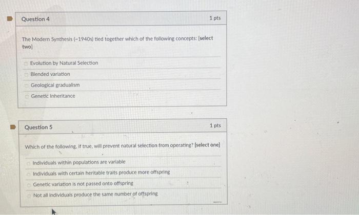 Solved The Modern Synthesis (-1940s) tied together which of | Chegg.com