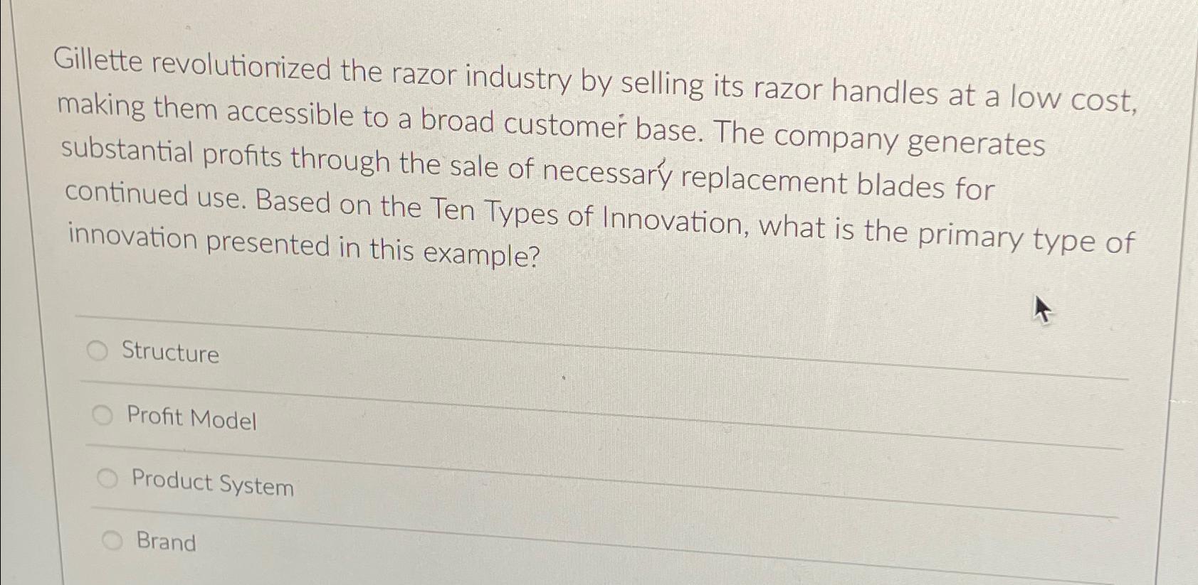 Solved Gillette revolutionized the razor industry by selling | Chegg.com