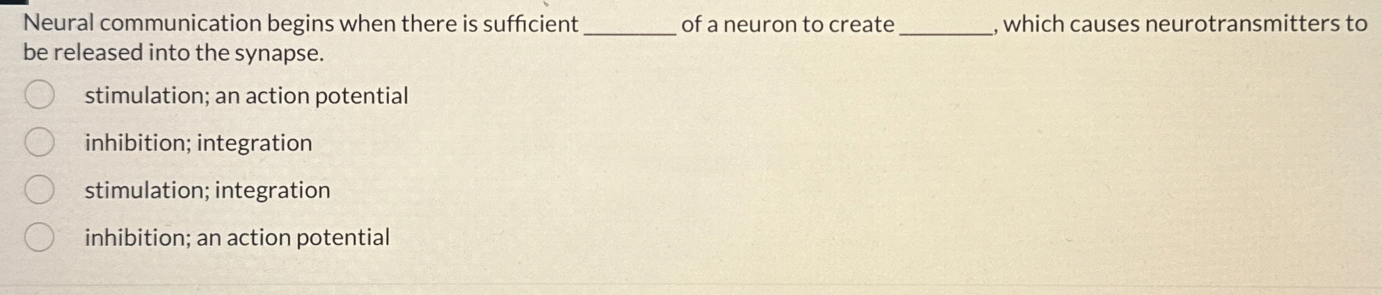 Solved Neural communication begins when there is sufficient | Chegg.com