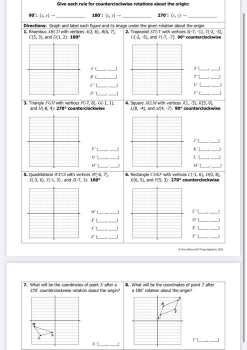 Solved Give each rule for counterclockwise rotations about | Chegg.com