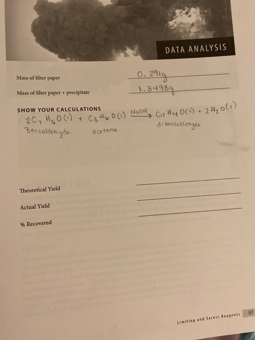 Solved DATA ANALYSIS Mass of filter paper 0.2919 1.34939 | Chegg.com