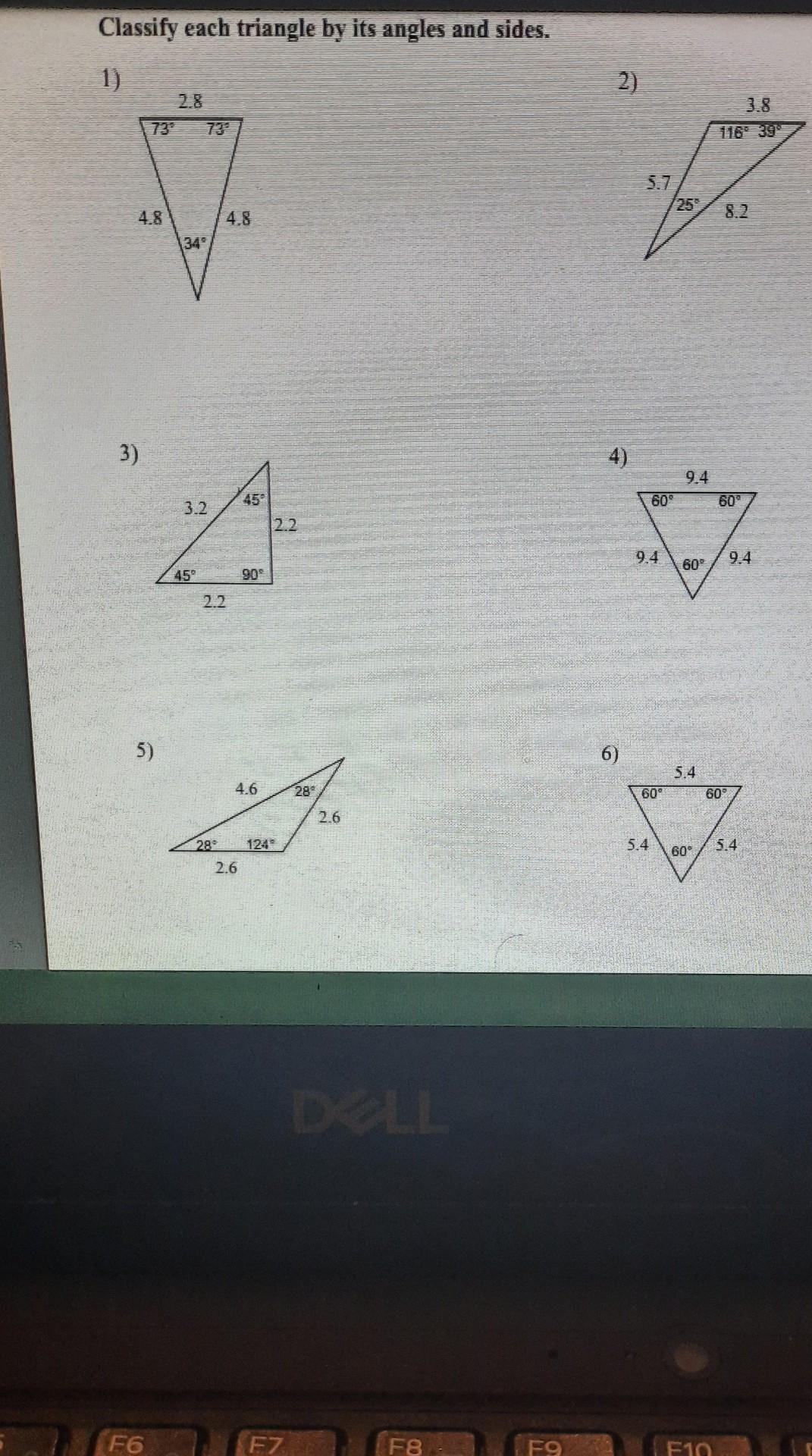 Solved Classify each triangle by its angles and sides. 1) 2) | Chegg.com