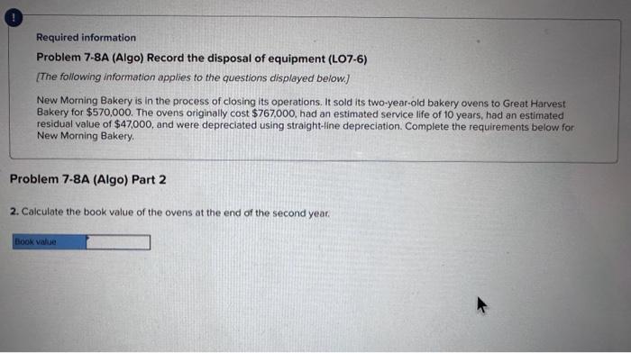 Solved Required information Problem 7-8A (Algo) Record the | Chegg.com