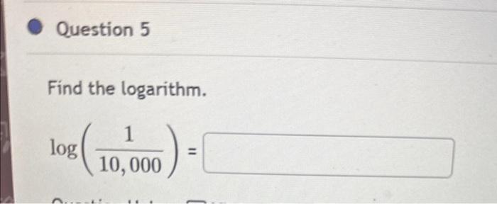 Solved Find the logarithm. log(10,0001)= | Chegg.com