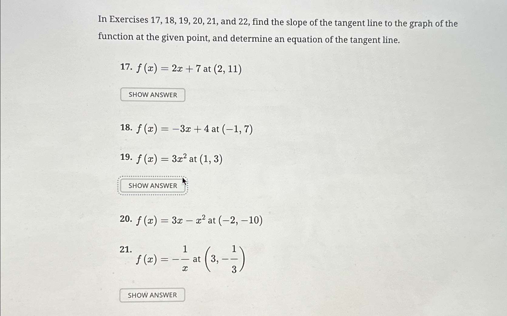 Solved In Exercises 17, 18, 19, 20, 21, ﻿and 22, ﻿find the | Chegg.com