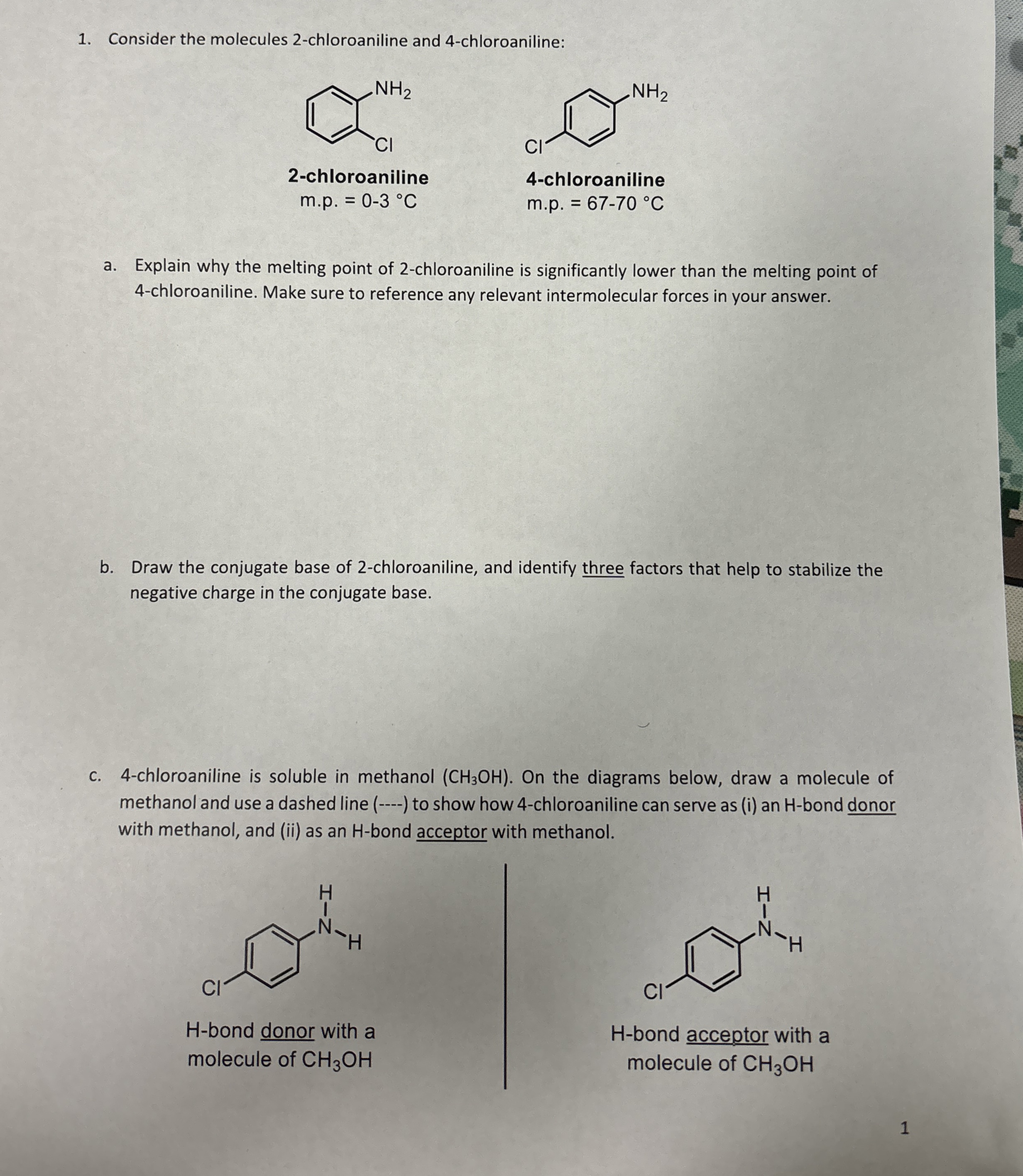 Solved Consider the molecules 2-chloroaniline and | Chegg.com
