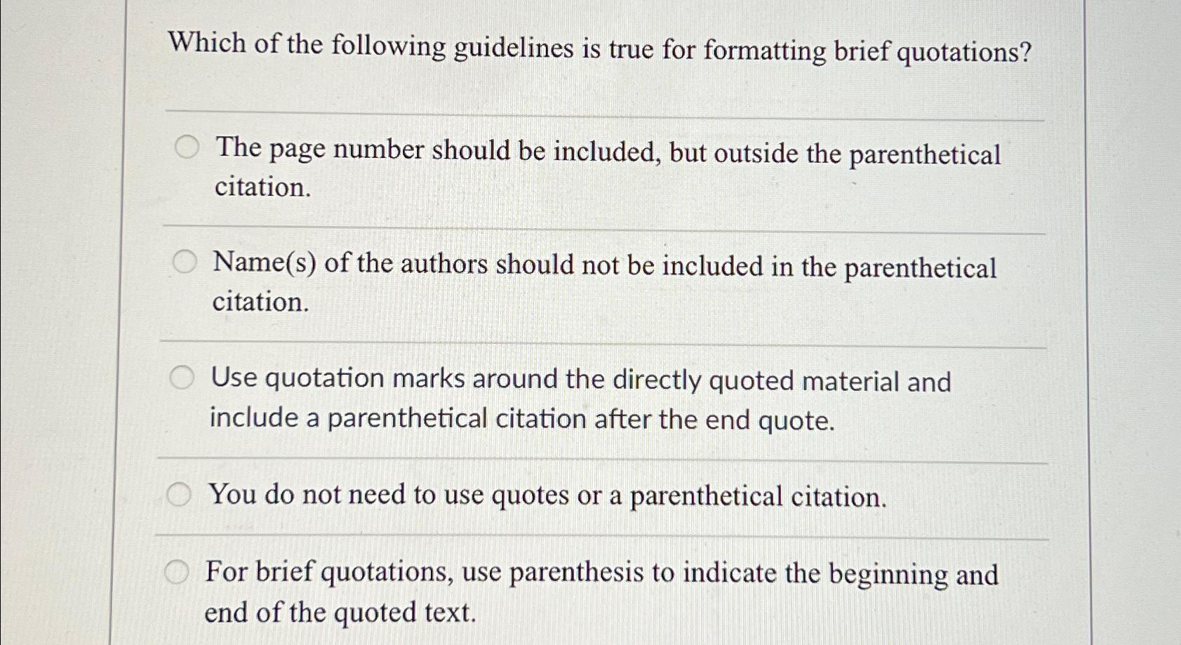 Solved Which of the following guidelines is true for | Chegg.com