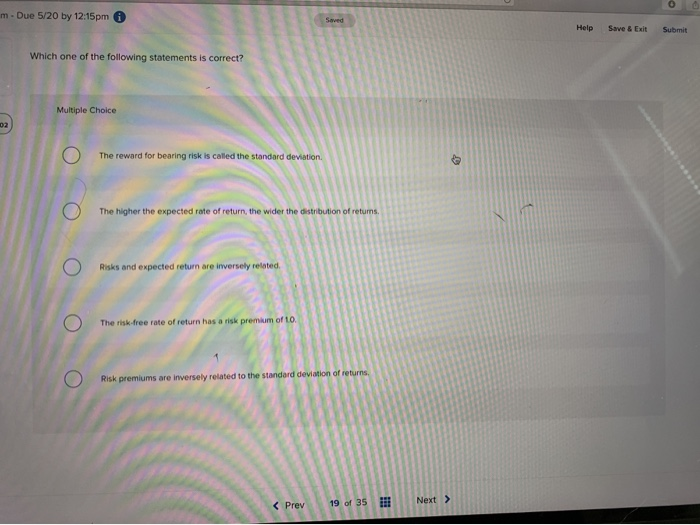 Solved o m. Due 5/20 by 12:15pm Saved Help Save & Exit | Chegg.com