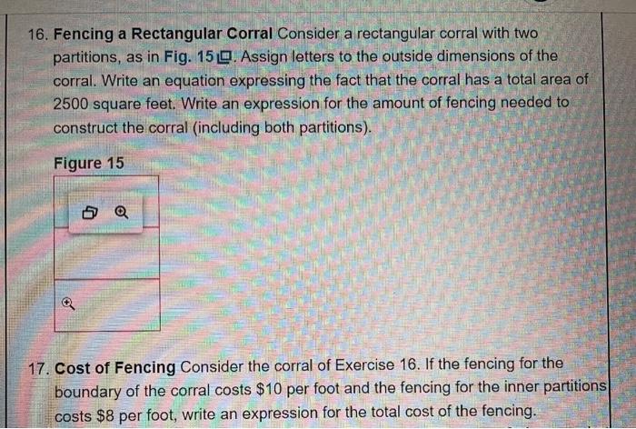 Solved 16. Fencing a Rectangular Corral Consider a | Chegg.com