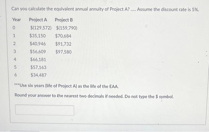 Solved Can you calculate the equivalent annual annuity of | Chegg.com