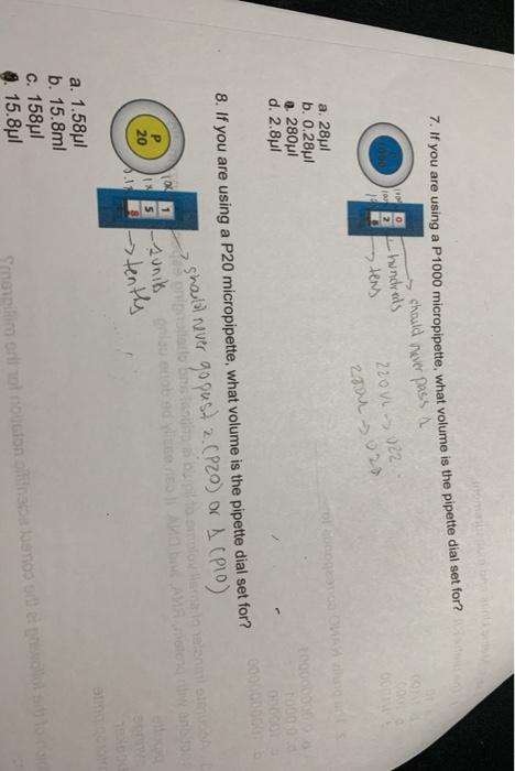 Solved 7. If you are using a P1000 micropipette, what volume | Chegg.com