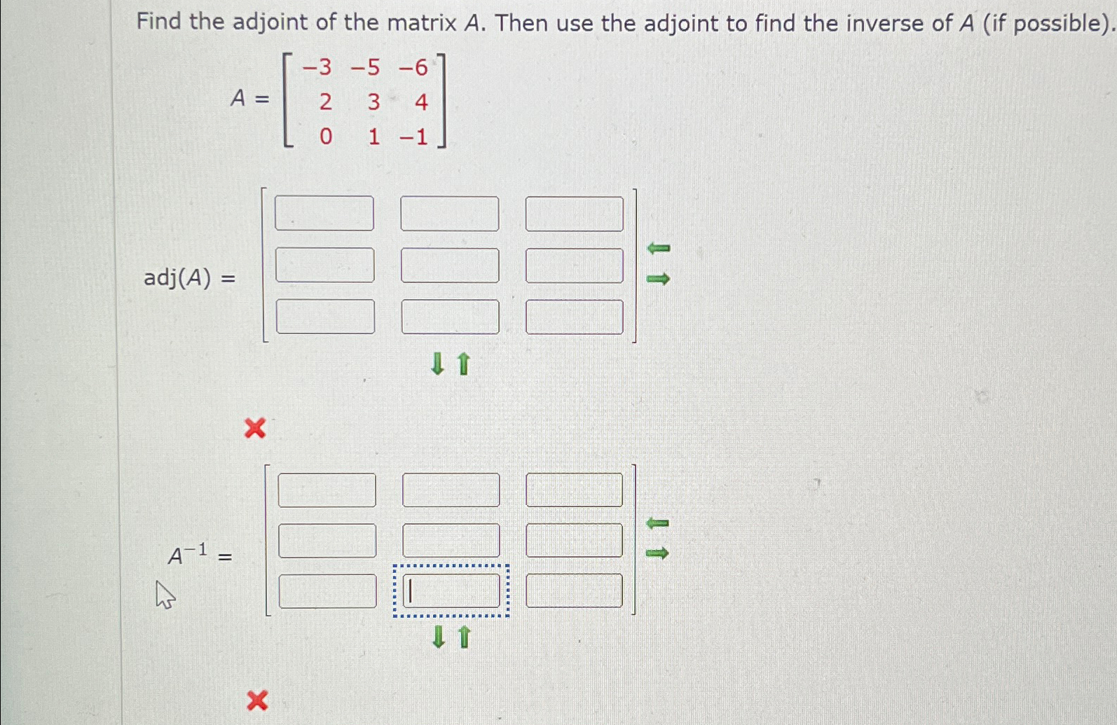 Solved Find the adjoint of the matrix A. ﻿Then use the | Chegg.com