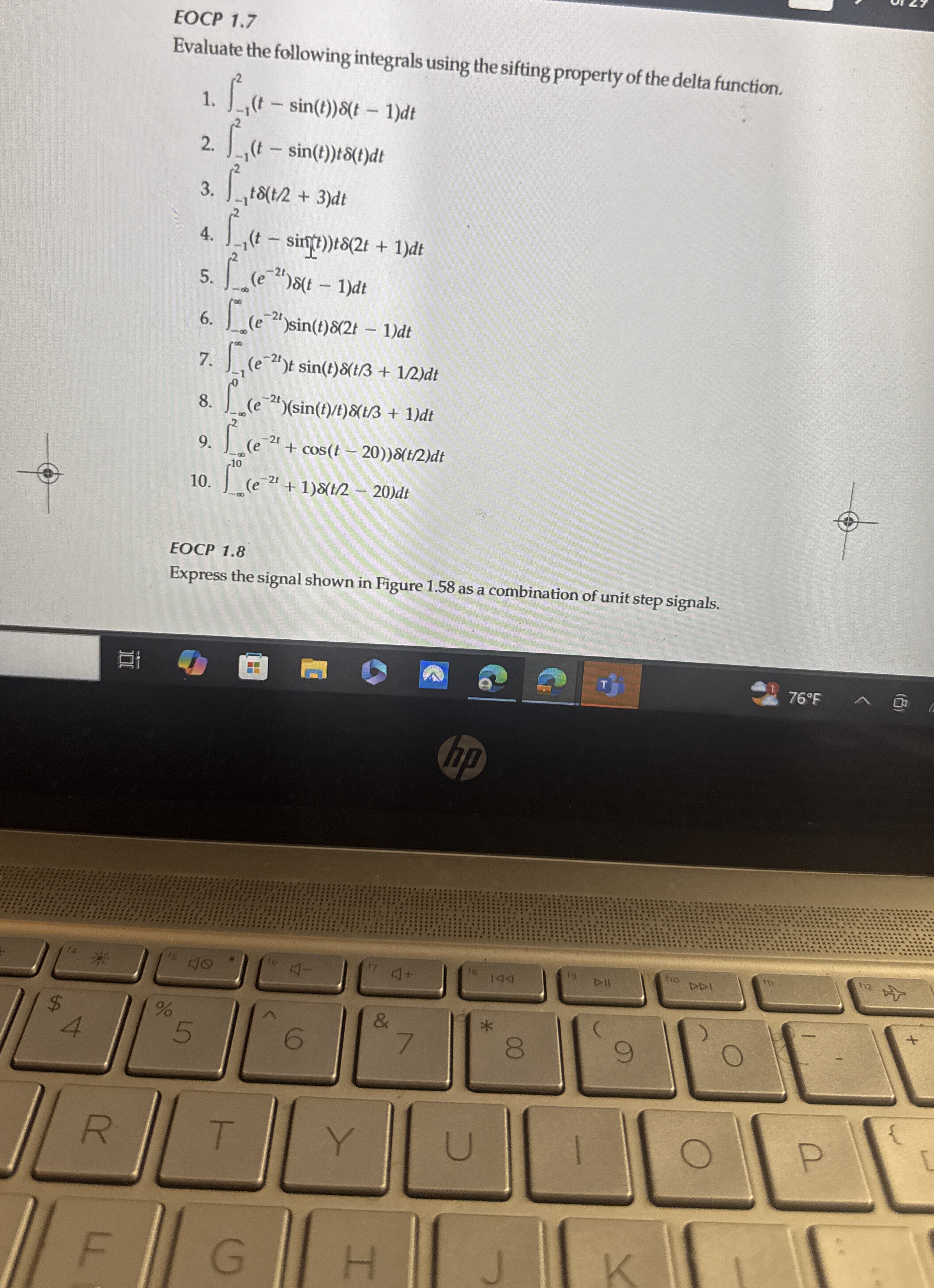 Solved EOCP 1.7Evaluate the following integrals using the | Chegg.com