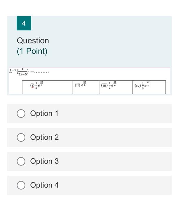 Solved 4 Question (1 Point) L-?? ) = -... 25- st (111) ( | Chegg.com