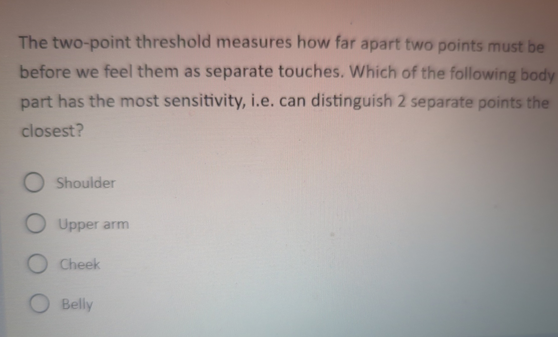 Solved The two-point threshold measures how far apart two | Chegg.com