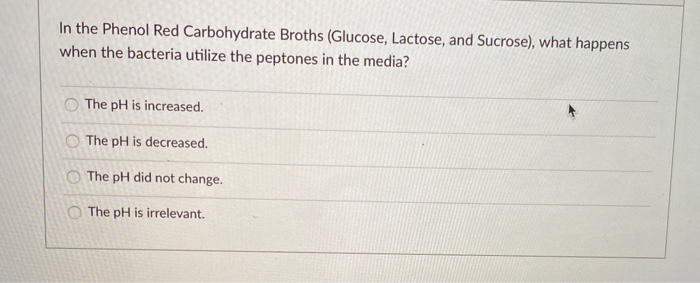 Solved In the Phenol Red Carbohydrate Broths (Glucose, | Chegg.com