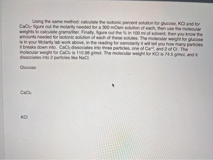 Solved Using the same method: calculate the isotonic percent | Chegg.com