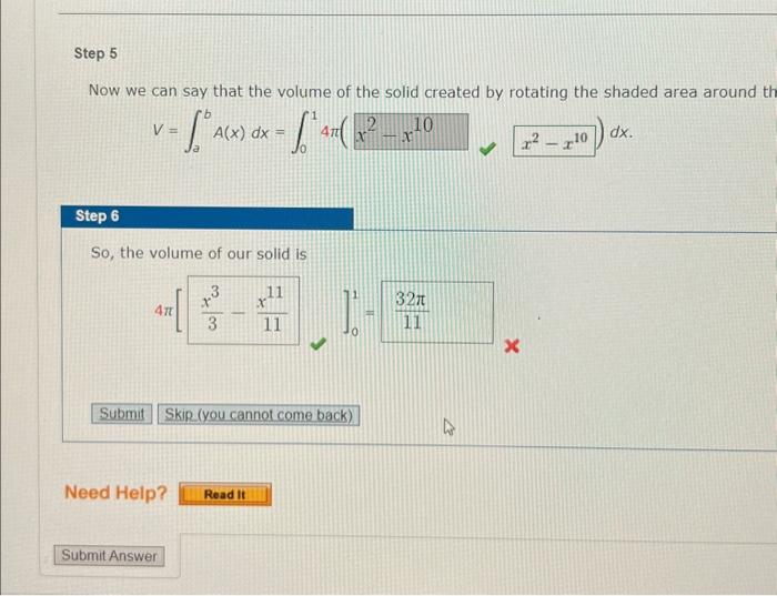Solved Now we can say that the volume of the solid created | Chegg.com