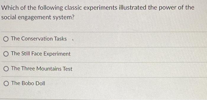 Solved Which of the following classic experiments | Chegg.com