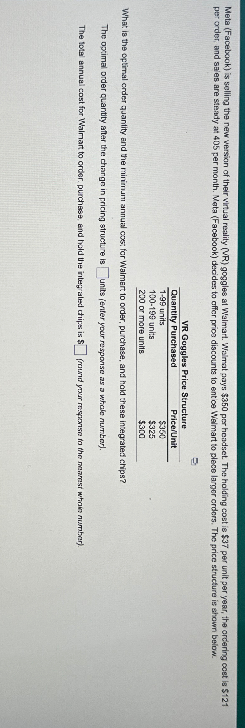 Solved Meta (Facebook) ﻿is selling the new version of their | Chegg.com