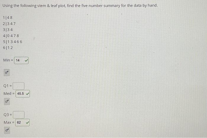 Solved Using the following stem \& leaf plot, find the five | Chegg.com