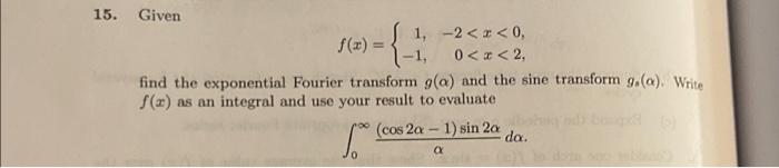 Solved 15. Given f(x)={1,−1,−2 | Chegg.com
