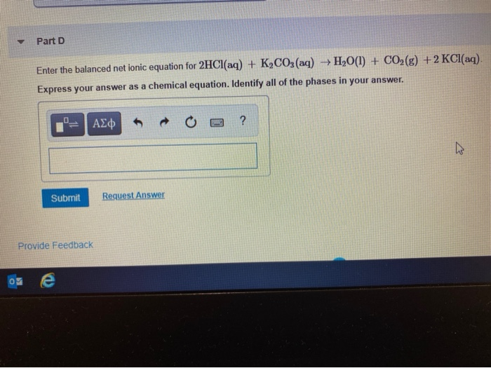 Solved Part Enter the balanced complete ionic equation for | Chegg.com