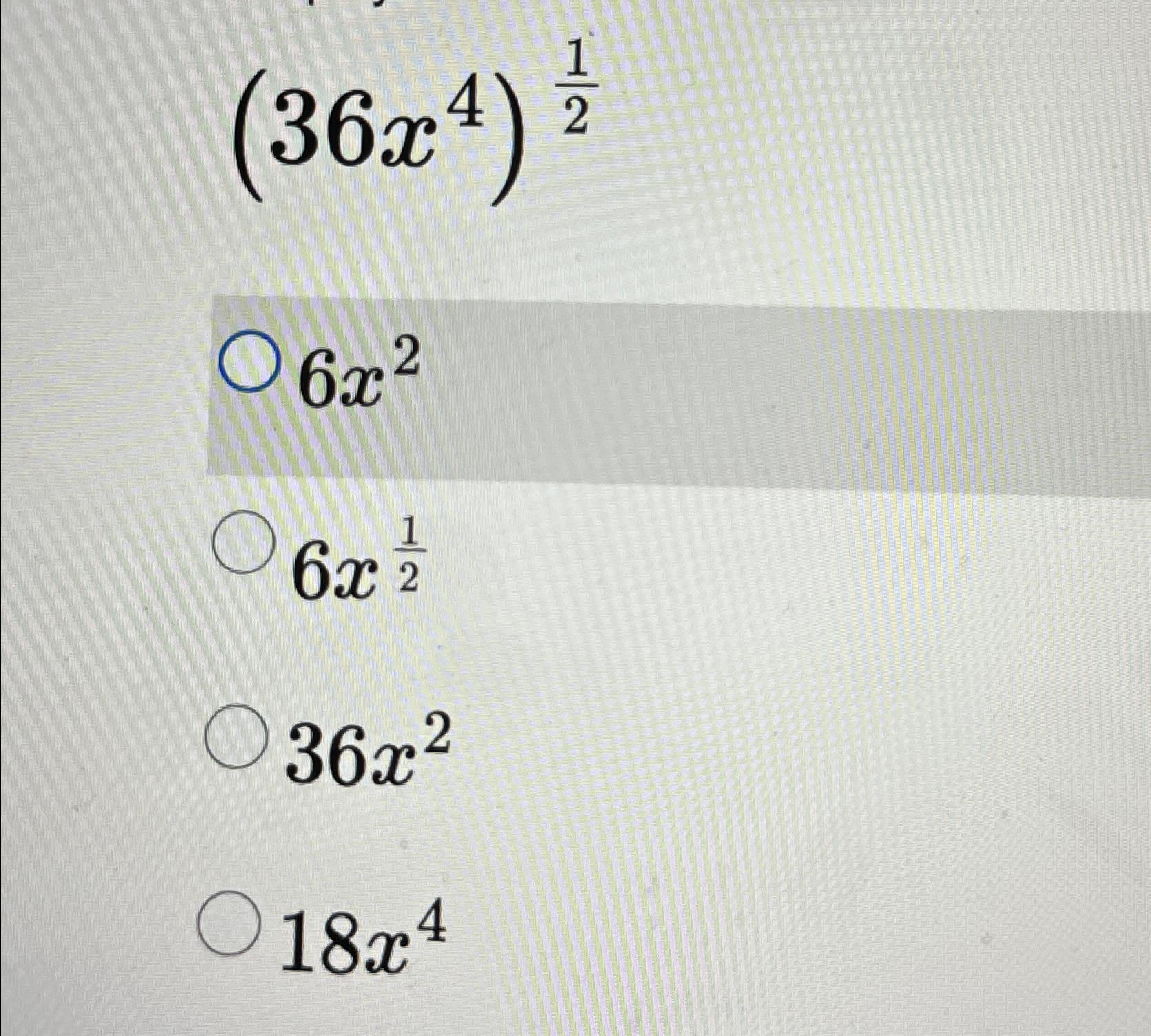 Solved (36x4)126x26x1236x218x4 | Chegg.com