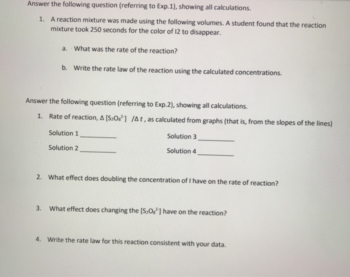 Answer the following question (referring to Exp.1), | Chegg.com