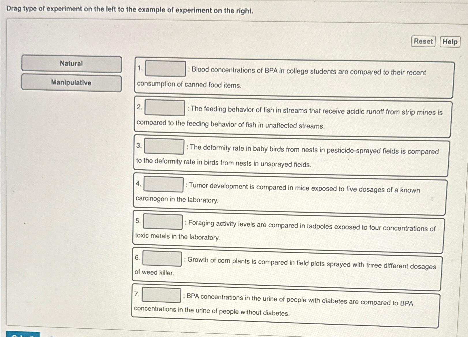 Solved Drag type of experiment on the left to the example of | Chegg.com