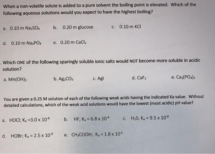 Solved When a non-volatile solute is added to a pure solvent | Chegg.com