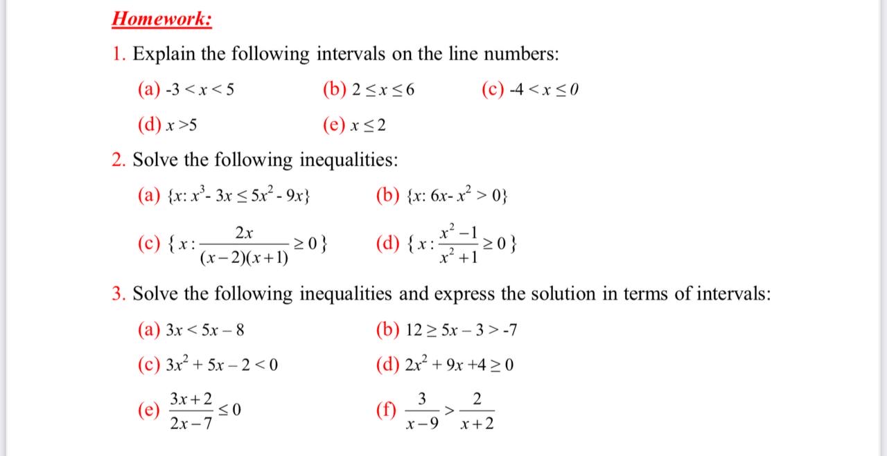 Homework:Explain the following intervals on the line | Chegg.com